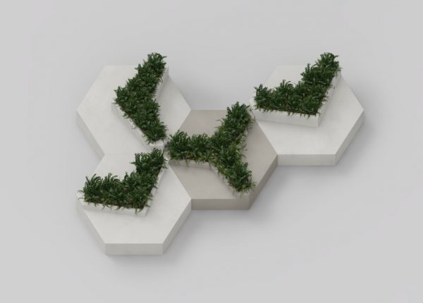 HEXA modular seating with planter box