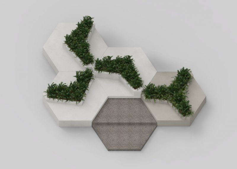 HEXA modular seating with planter box