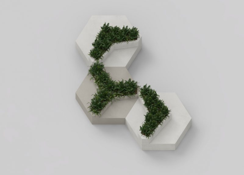 HEXA modular seating with planter box