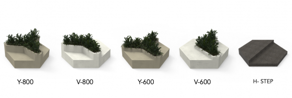 HEXA modular seating with planter box